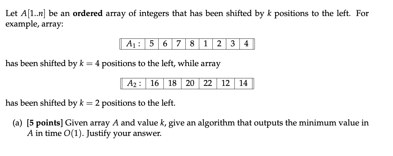 Solved Let A[1..n] be an ordered array of integers that has | Chegg.com