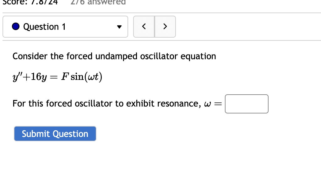 Solved Consider the forced undamped oscillator equation | Chegg.com