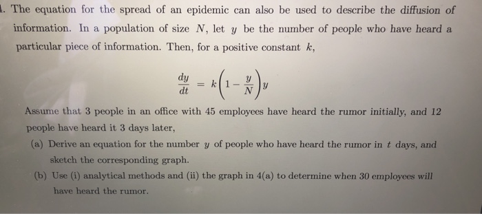 Solved . The equation for the spread of an epidemic can also | Chegg.com