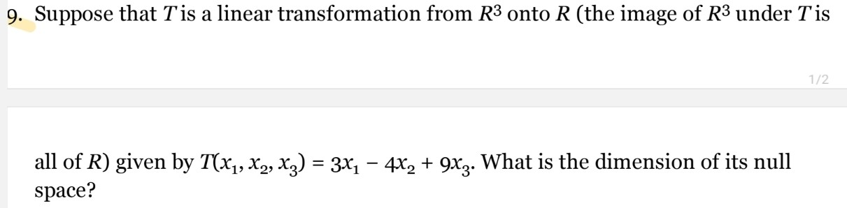 Solved Suppose that T ﻿is a linear transformation from R3 | Chegg.com