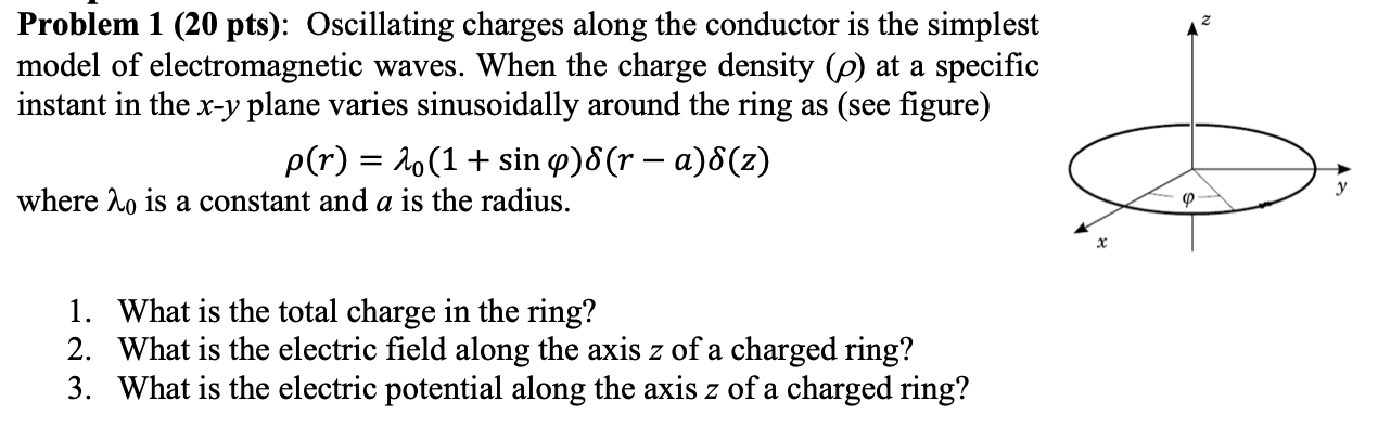 Solved Problem 1(20pts) : Oscillating charges along the | Chegg.com