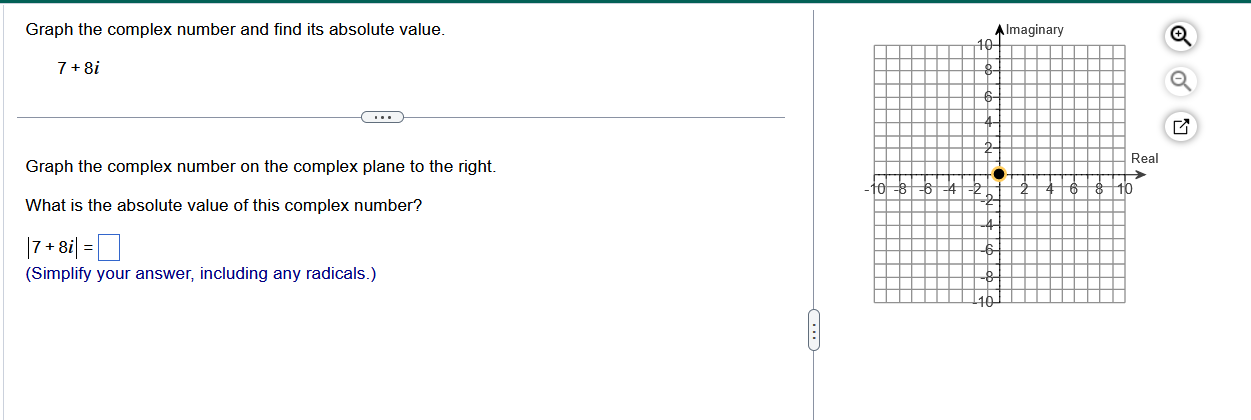 Solved Graph the complex number and find its absolute value. | Chegg.com