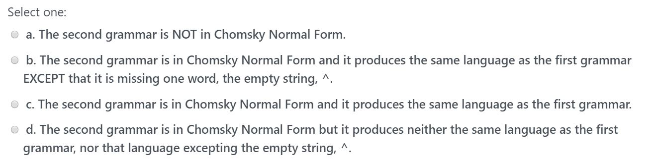 Solved Given the following TWO Context Free Grammars: | Chegg.com