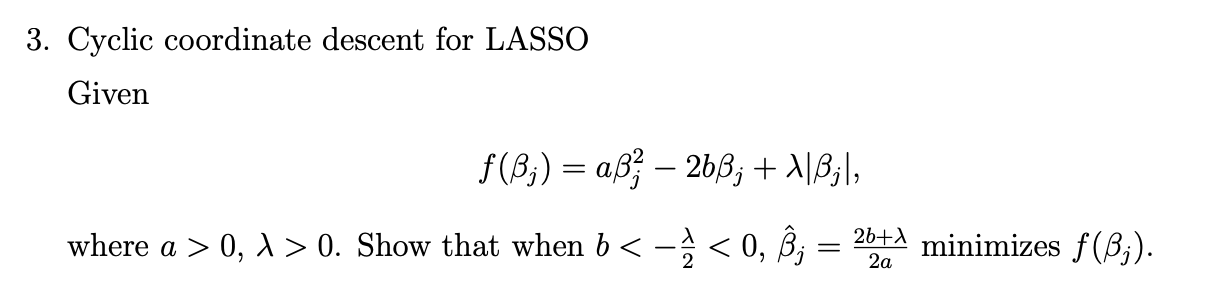 Solved Cyclic Coordinate Descent For