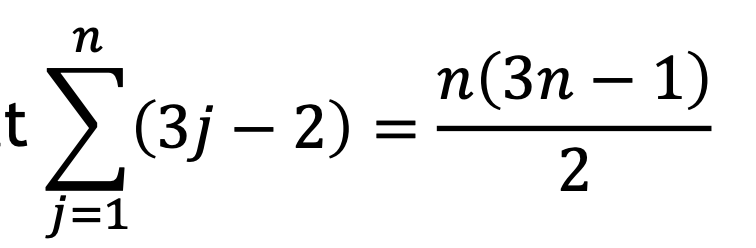Solved t∑j=1n(3j−2)=2n(3n−1) | Chegg.com