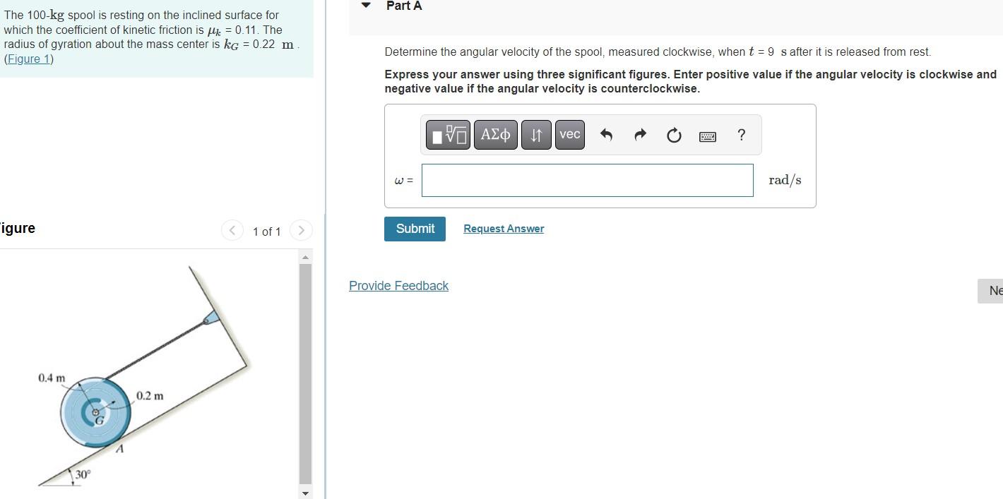 Solved The 100-kg spool is resting on the inclined surface | Chegg.com