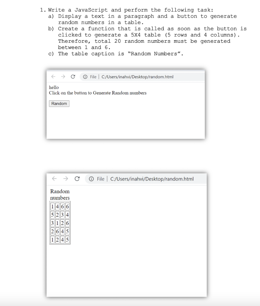 Solved 1 Write A JavaScript And Perform The Following Task Chegg