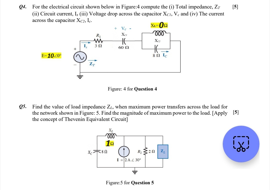 Solved Q4. ﻿For the electrical circuit shown below in | Chegg.com