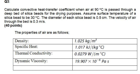 Solved Q3: Calculate convective heat-transfer coefficient | Chegg.com