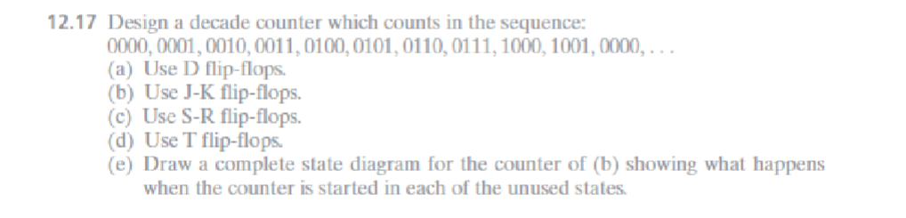 Solved 12.17 Design a decade counter which counts in the | Chegg.com