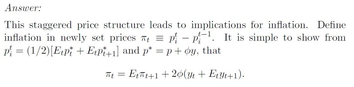 Solved Consider Taylor's model of staggered fixed prices. | Chegg.com