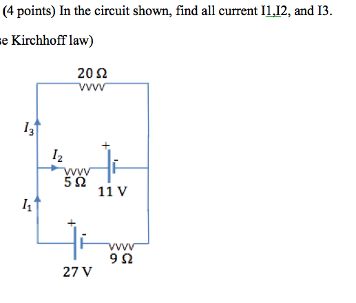 Solved (4 ﻿points) ﻿In the circuit shown, find all current | Chegg.com