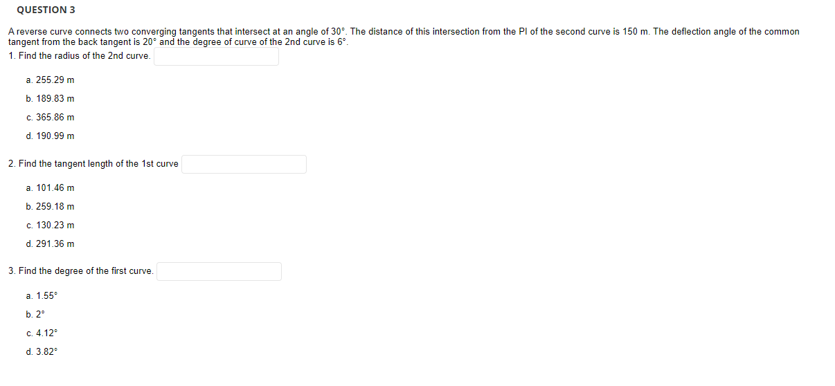 Solved QUESTION 3 A reverse curve connects two converging | Chegg.com