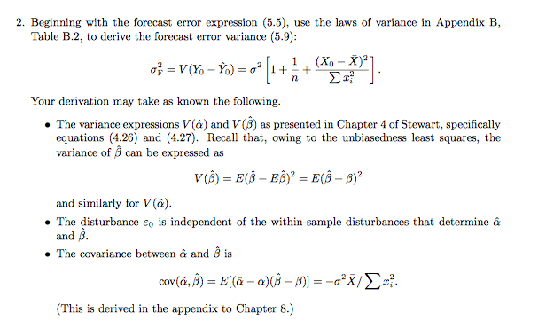 Solved 2. Beginning with the forecast error expression | Chegg.com