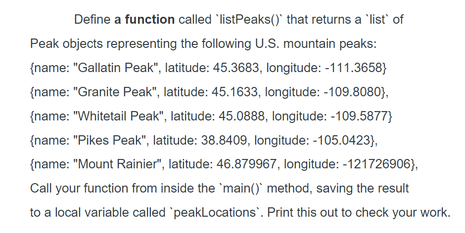 Solved Define a function called 'listPeaks()' that returns a | Chegg.com