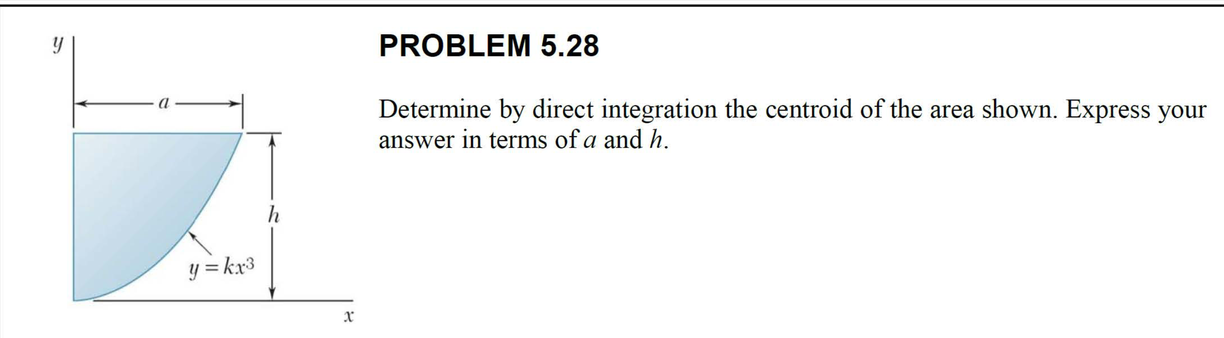 Solved Determine by direct integration the centroid of the | Chegg.com