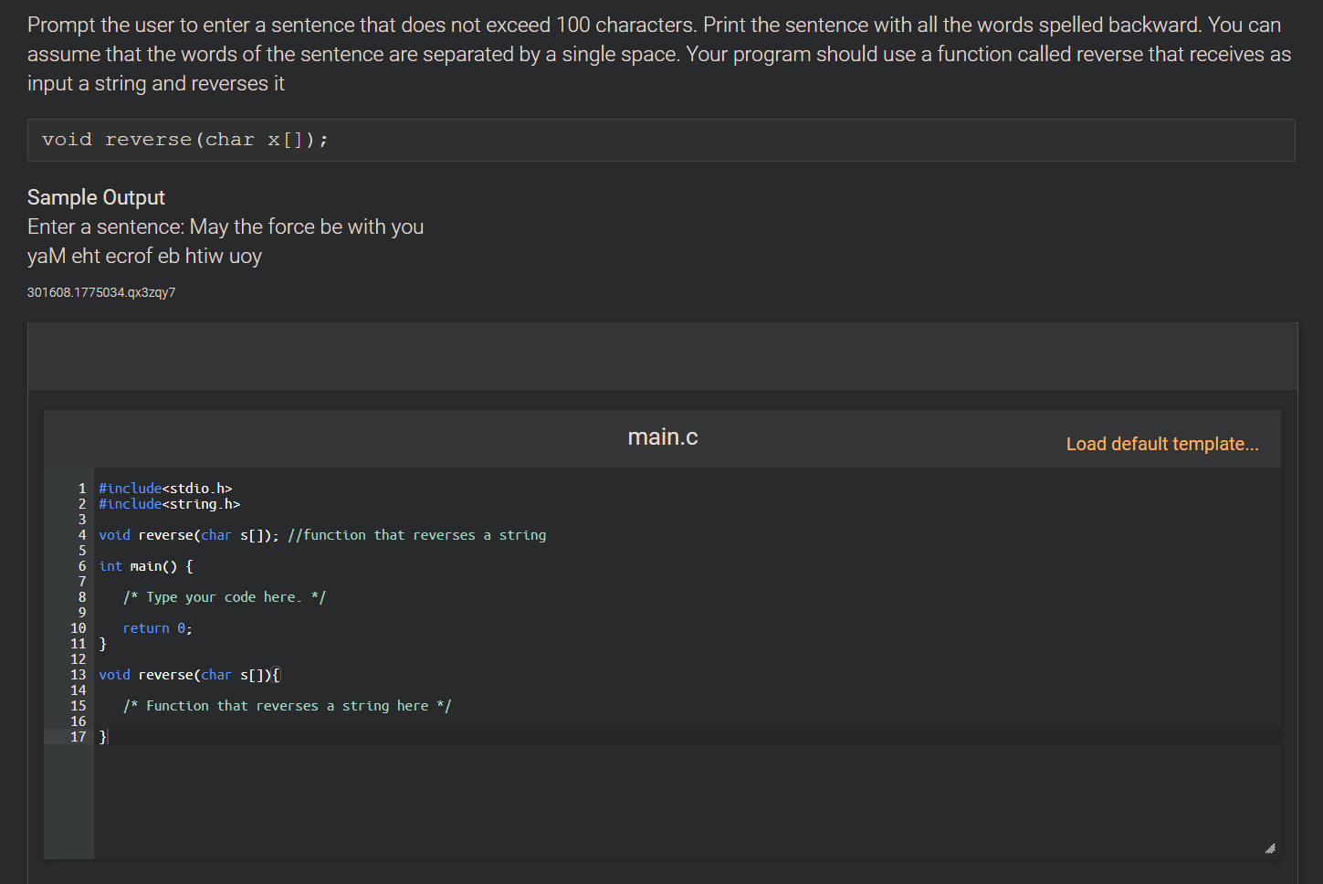 Solved Please Do In C Language And Use The Following Code To 