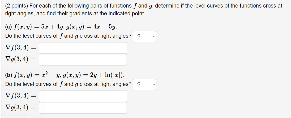 Solved (2 points) For each of the following pairs of | Chegg.com