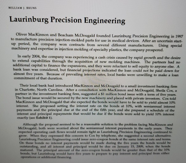 Solved WILLIAM J. BRUNS Laurinburg Precision Engineering | Chegg.com