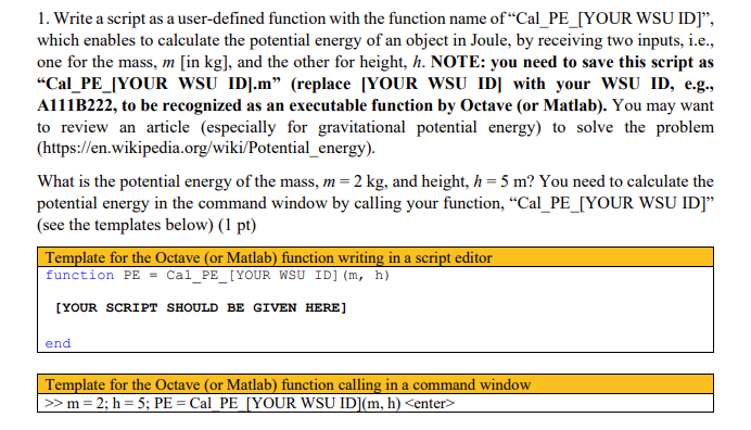 Solved 1 Write A Script As A User Defined Function With The 1631