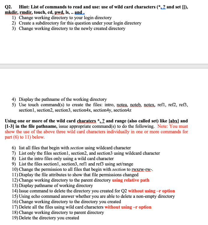 Solved Q2. Hint: List of commands to read and use: use of | Chegg.com