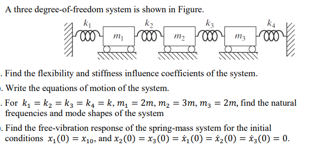 Solved A three degree-of-freedom system is shown in Figure. | Chegg.com