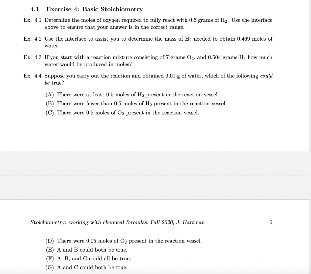 Solved 4.1 Exercise 4: Basic Stoichiometry Ex. 4.1 Determine | Chegg.com