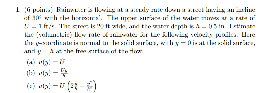 Solved Rainwater is flowing at a steady rate down a street | Chegg.com