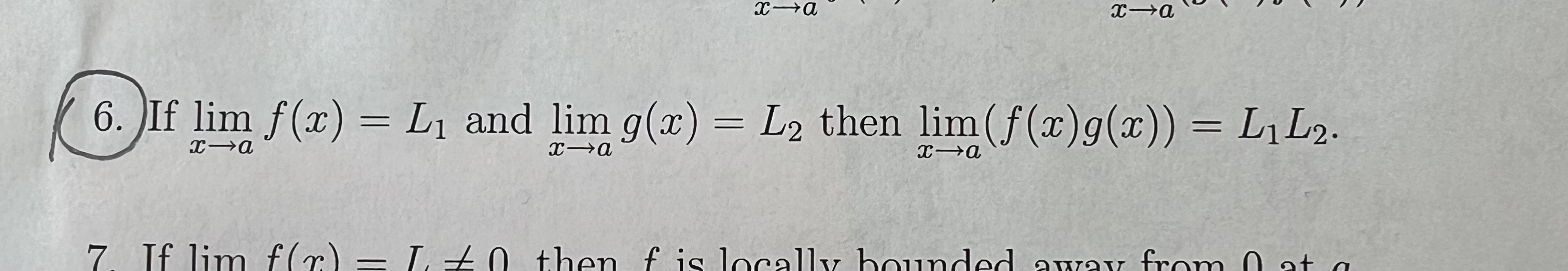 Solved 6. If limx→af(x)=L1 and limx→ag(x)=L2 then | Chegg.com