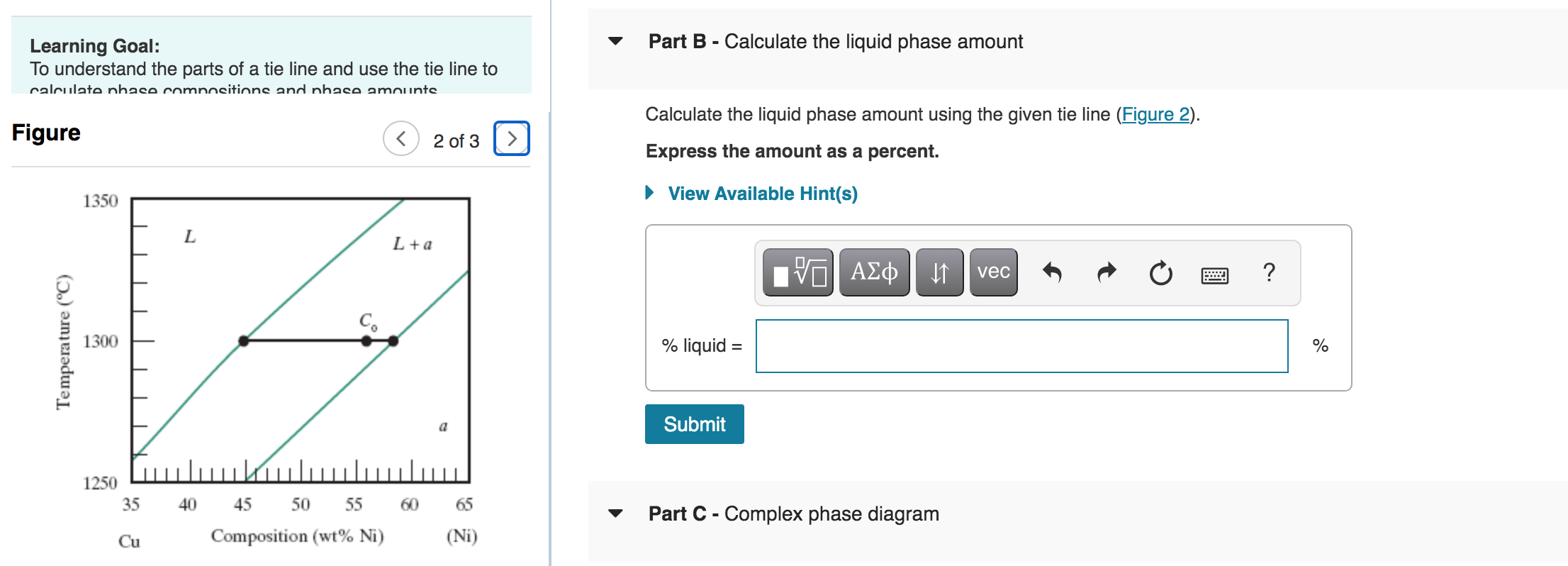 Solved Learning Goal: Part B - Calculate the liquid phase | Chegg.com