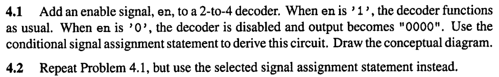 Solved 4.1 Add an enable signal, en, to a 2-to-4 decoder. | Chegg.com