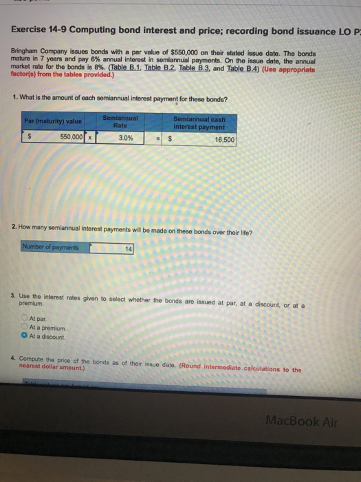 Solved Exercise 14-9 Computing bond interest and price; | Chegg.com