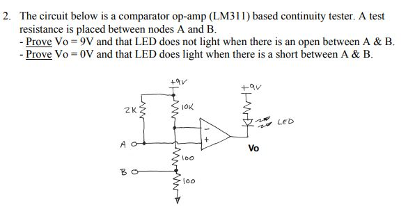 Solved 2. The circuit below is a comparator op-amp (LM3) | Chegg.com