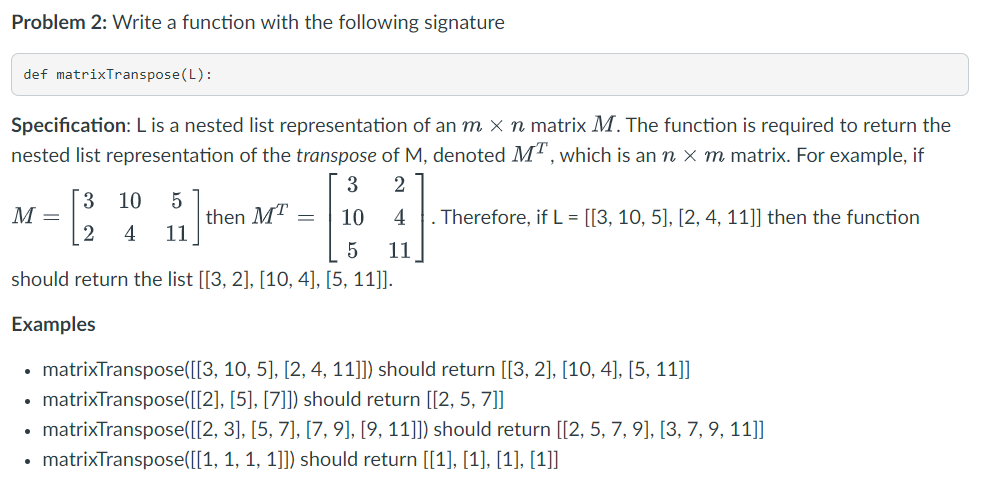 Solved Problem 2: Write a function with the following | Chegg.com