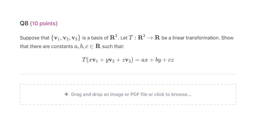 Solved Suppose that {v1,v2,v3} is a basis of R3. Let T:R3→R | Chegg.com