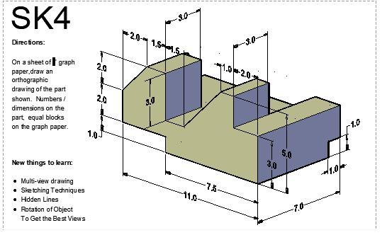 Solved On a sheet of graph paper, draw an orthographic | Chegg.com