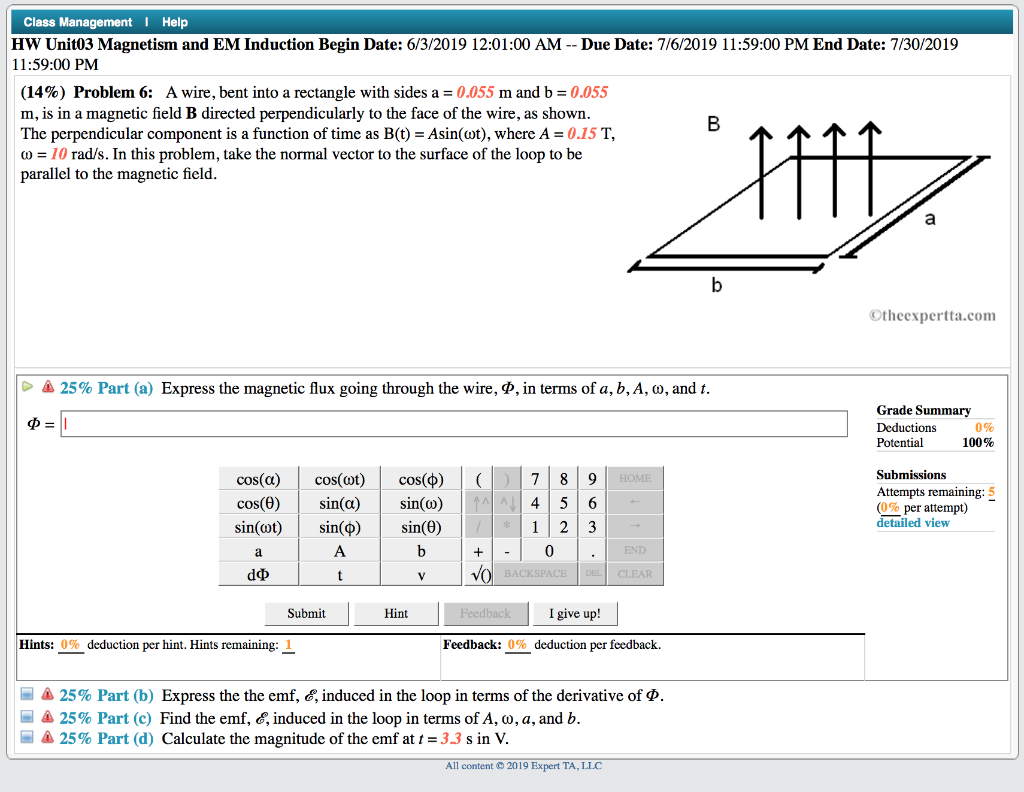 Solved Class Management Help HW Unit03 Magnetism and EM | Chegg.com