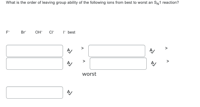 Solved What is the order of leaving group ability of the | Chegg.com