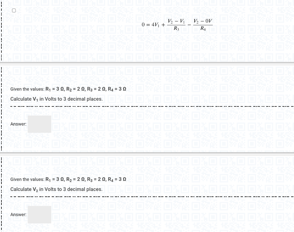 Solved 1 1A 411 Mark V1 R1 R3 V2 w OA 11 12 w 2V R2 RA OB | Chegg.com