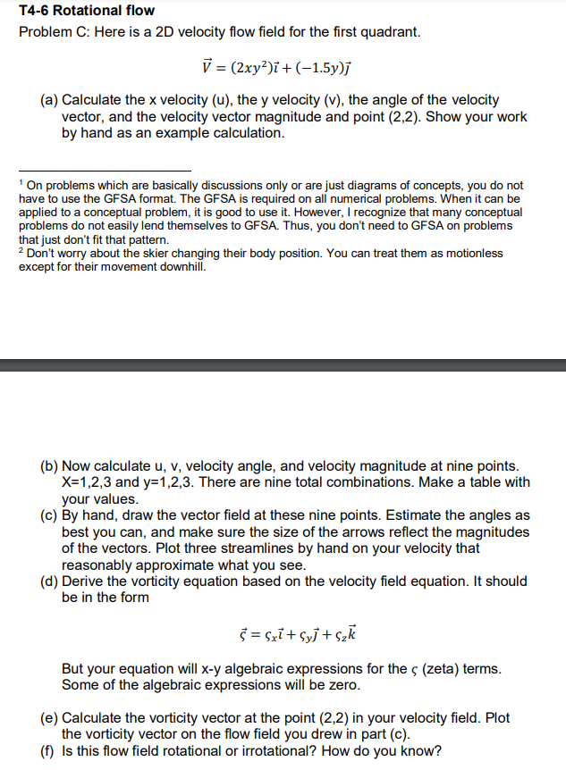 Solved T4-6 Rotational flow Problem C: Here is a 2D velocity | Chegg.com