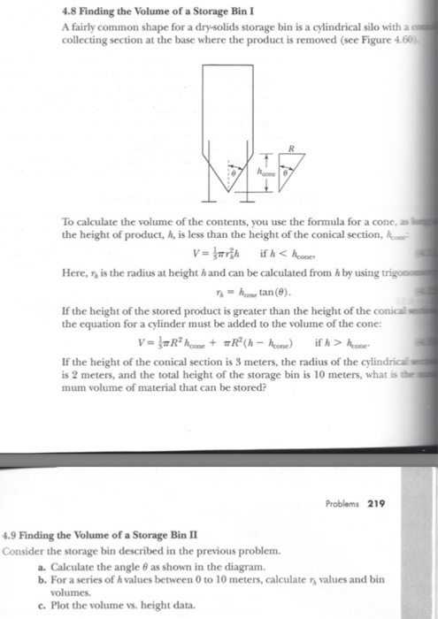 Solved 4.8 Finding the Volume of a Storage Bin I A fairly | Chegg.com