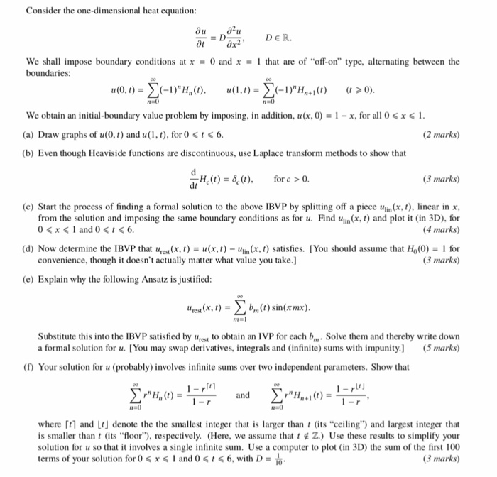 Solved Consider the one-dimensional heat equation We shall | Chegg.com