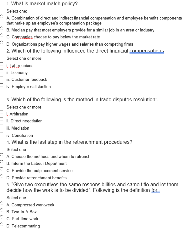 Solved c 1. What is market match policy? Select one: A | Chegg.com