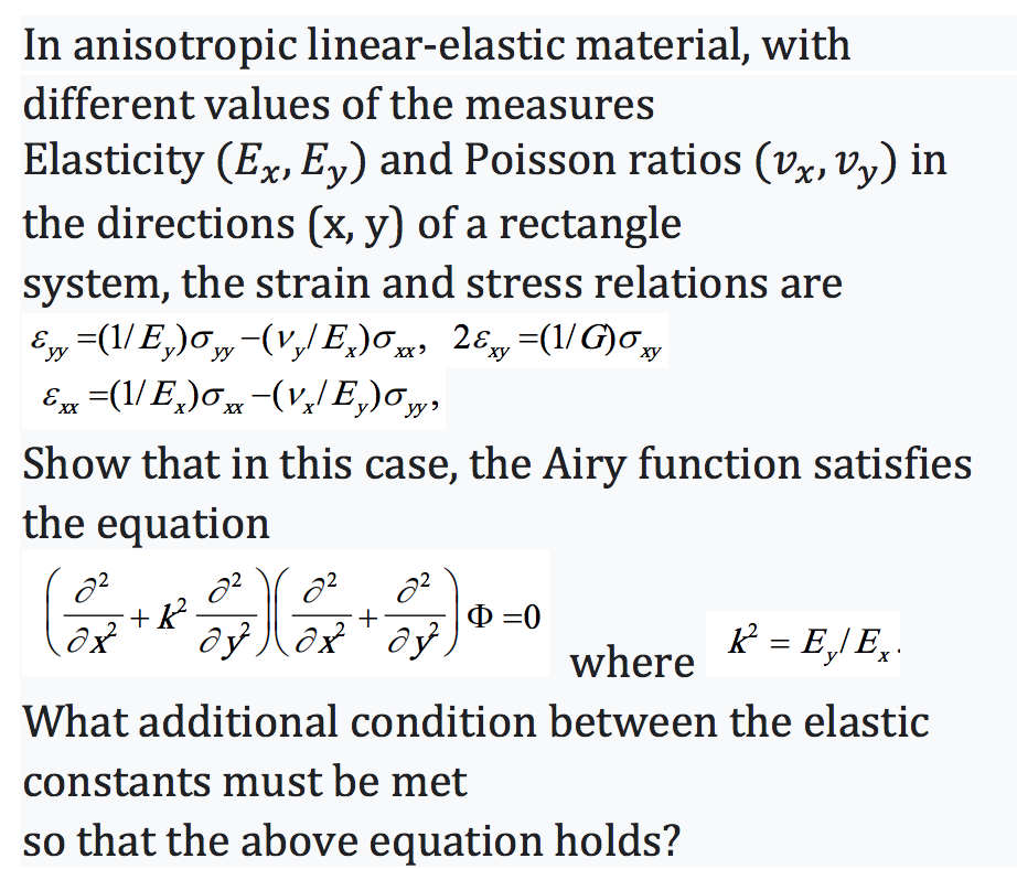 Solved уу XX ху XX у? In anisotropic linear-elastic | Chegg.com