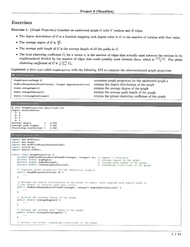 Solved Project 6 (WordNet) Exercises Exercise 1. (Graph | Chegg.com