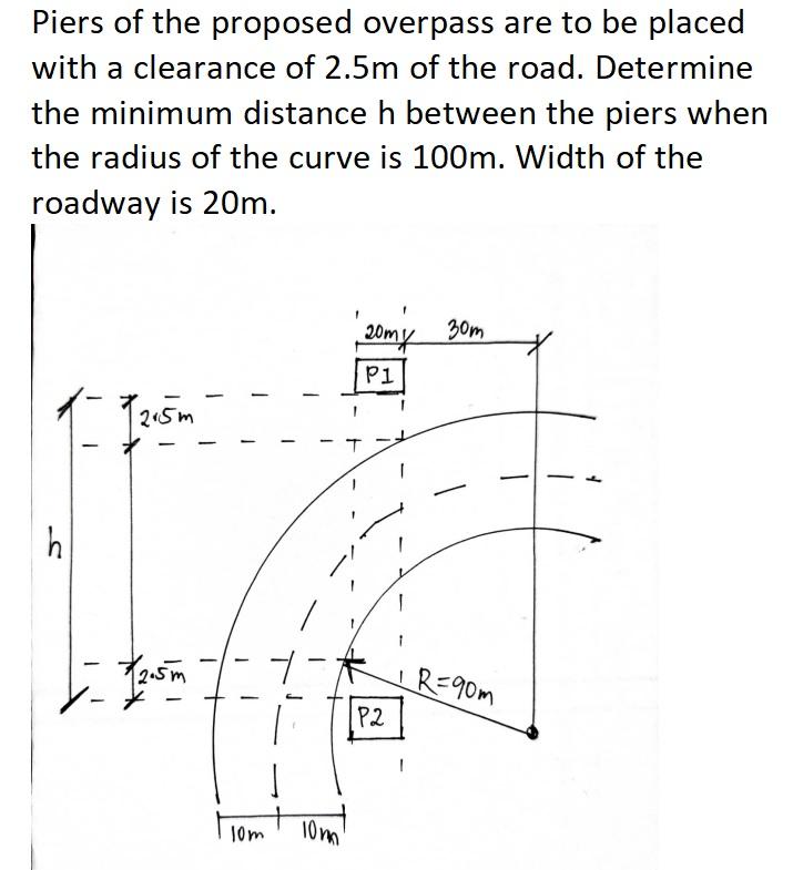 Solved Piers of the proposed overpass are to be placed with | Chegg.com