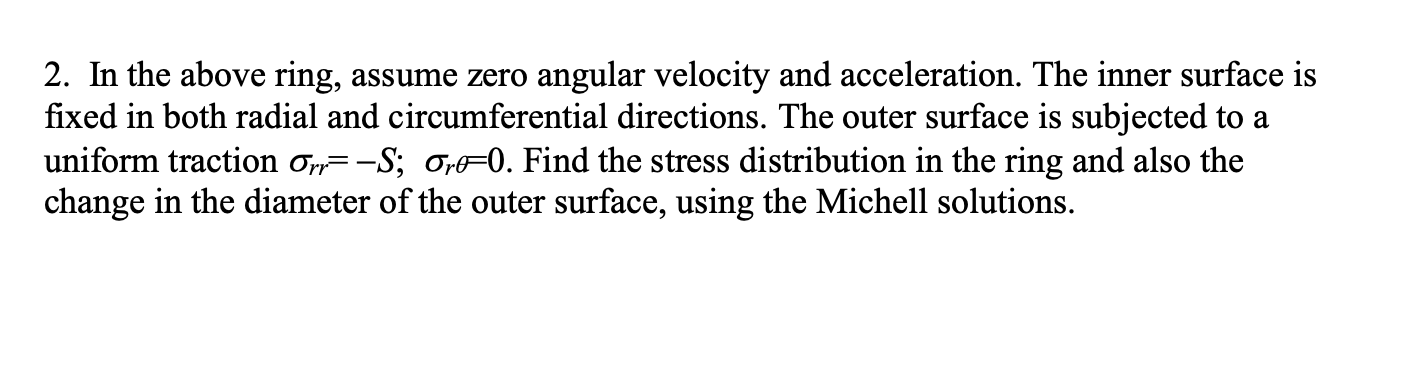 2. In the above ring, assume zero angular velocity | Chegg.com