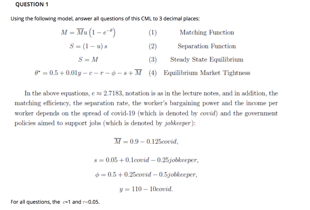 Solved QUESTION 1 Using the following model, answer all | Chegg.com