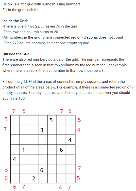 Solved Below is a 7×7 grid with some missing numbers. Fill | Chegg.com