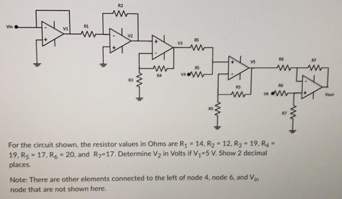 Solved R2 Vin R1 V2 RS V3 R6 87 V5 R4 ve R3 RS R6 V6 Vout RS | Chegg.com